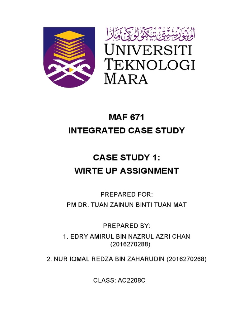 MAF 671 Integrated Case Study Case Study 1: Wirte Up Assignment | PDF ...