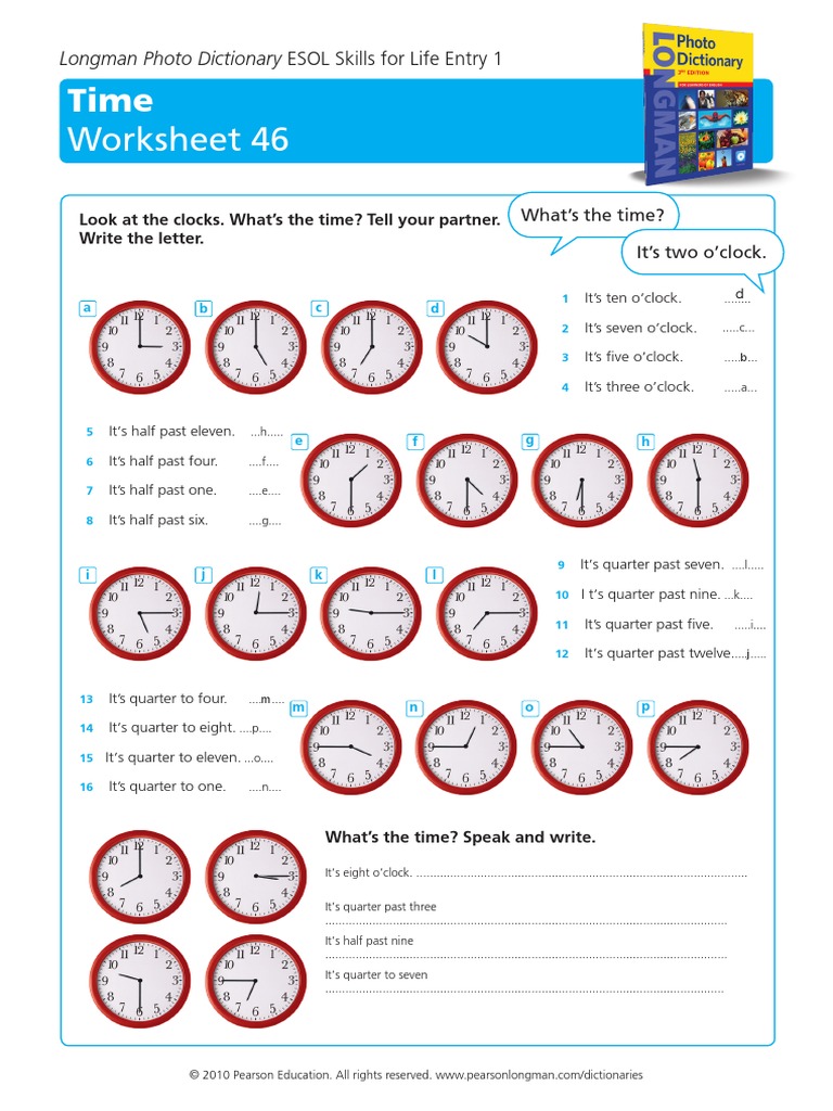 Worksheet 46: Longman Photo Dictionary ESOL Skills For Life Entry 1 | PDF