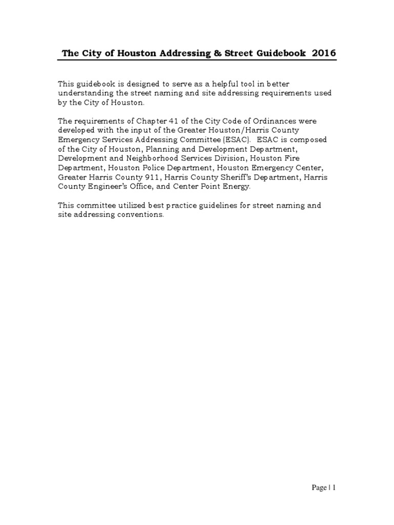 The City of Houston Addressing & Street Guidebook 2016 | PDF | Land Lot ...