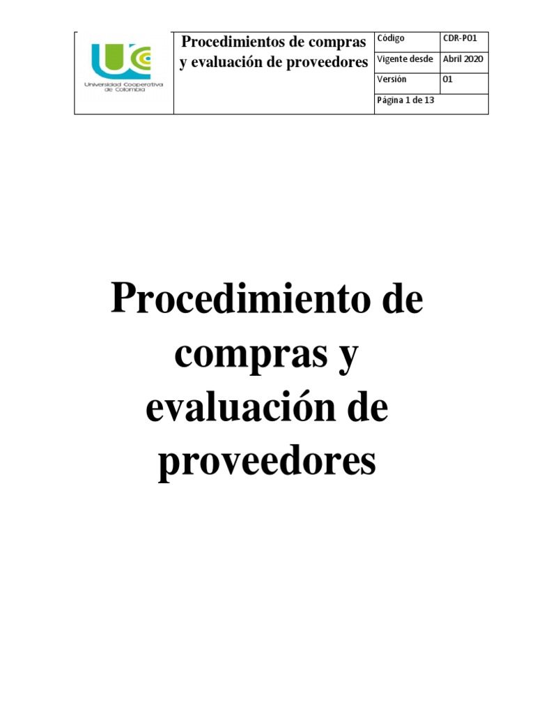 Procedimiento de Compras | PDF | Calidad (comercial) | Gestión de la calidad