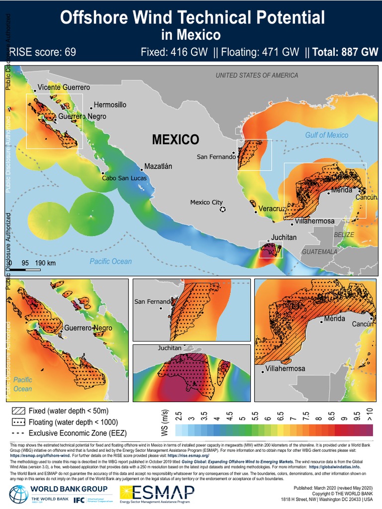 Technical Potential For Offshore Wind in Mexico Map | PDF | Offshore ...