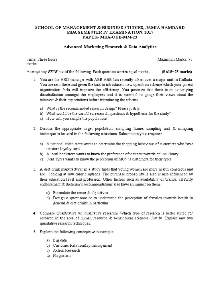 Question Paper | PDF | Statistics | Research Methods