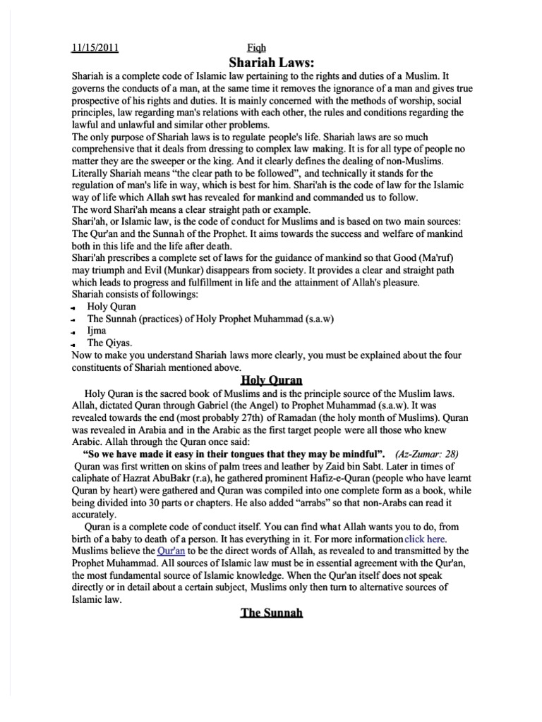 Basic Sources of Shariah | PDF | Sharia | Hadith