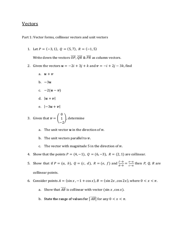 10 - Vectors Exercises | PDF | Line (Geometry) | Plane (Geometry)