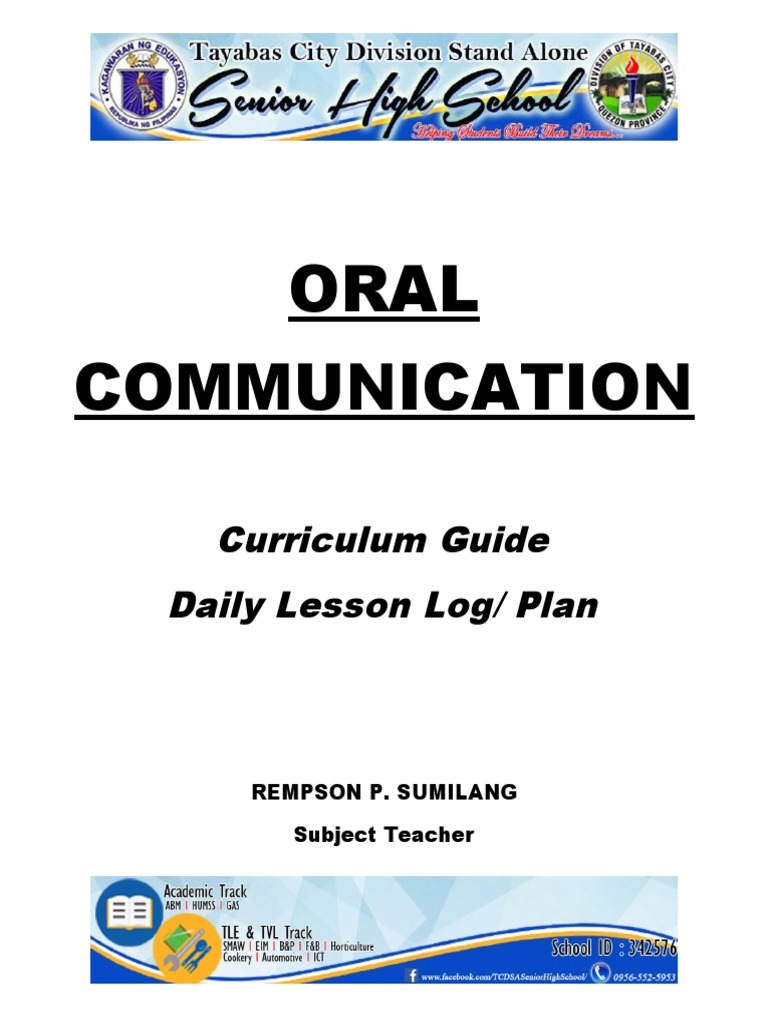 Oral Communication: Curriculum Guide Daily Lesson Log/ Plan | PDF