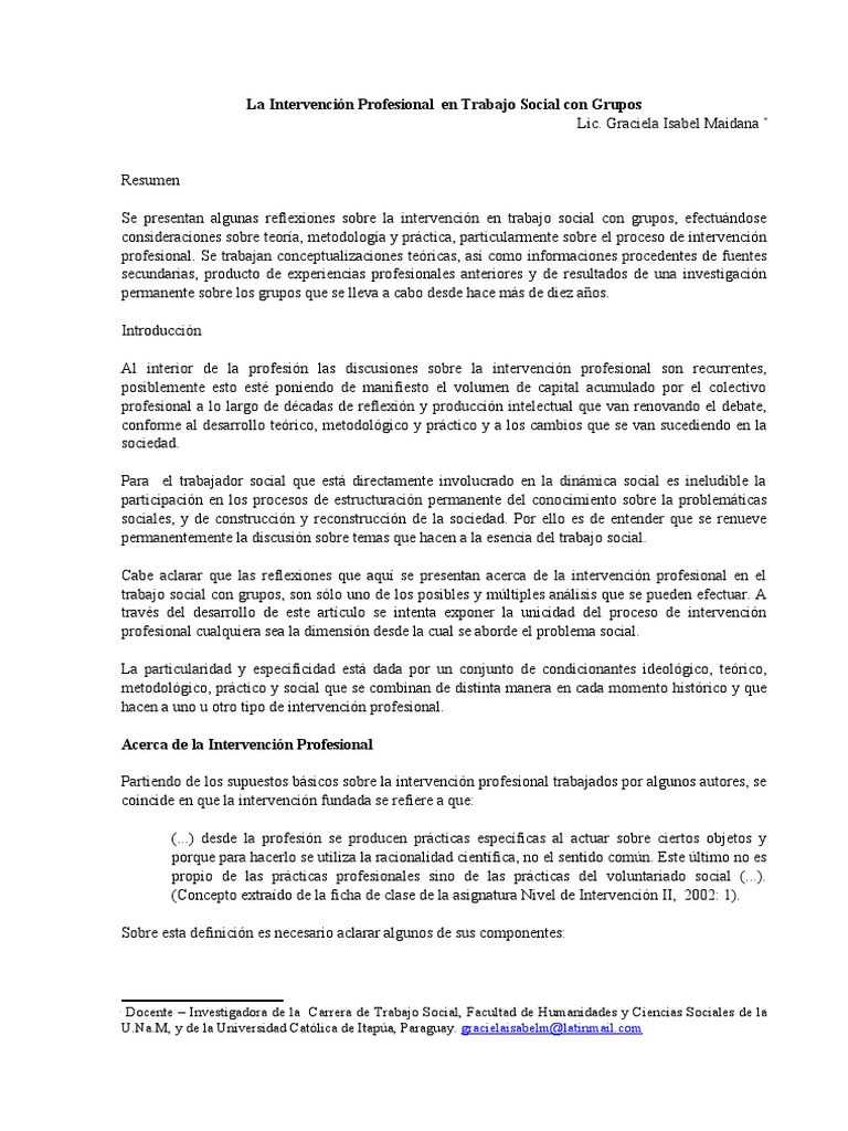 Intervención Profesional en Trabajo Social | PDF | Trabajo Social ...