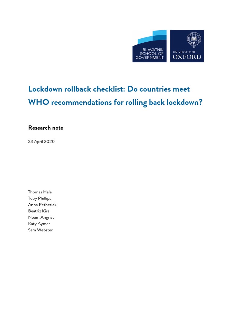 2020-04-Lockdown-Rollback-Checklist-Research-Note 1 | PDF