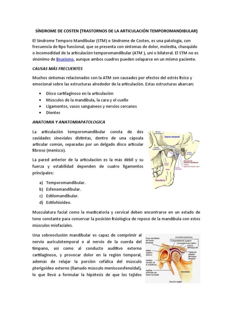 Síndrome de Costen | PDF | Sistema musculoesquelético | Especialidades ...