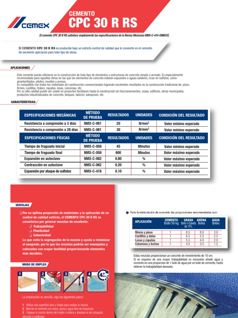 Ficha Digital CPC 30R RS PDF | PDF | Hormigón | Cemento