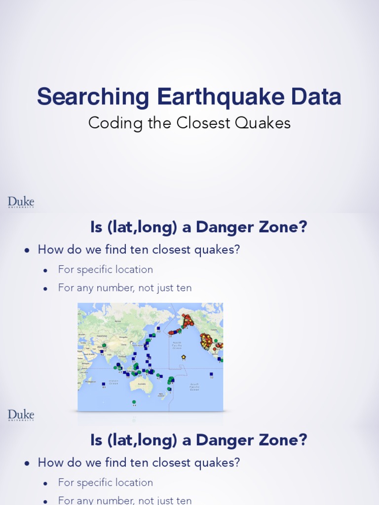 Searching Earthquake Data: Coding The Closest Quakes | PDF | Computers
