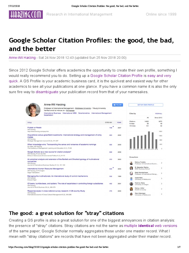 Google Scholar Citation Profiles - The Good The Bad and The Better ...