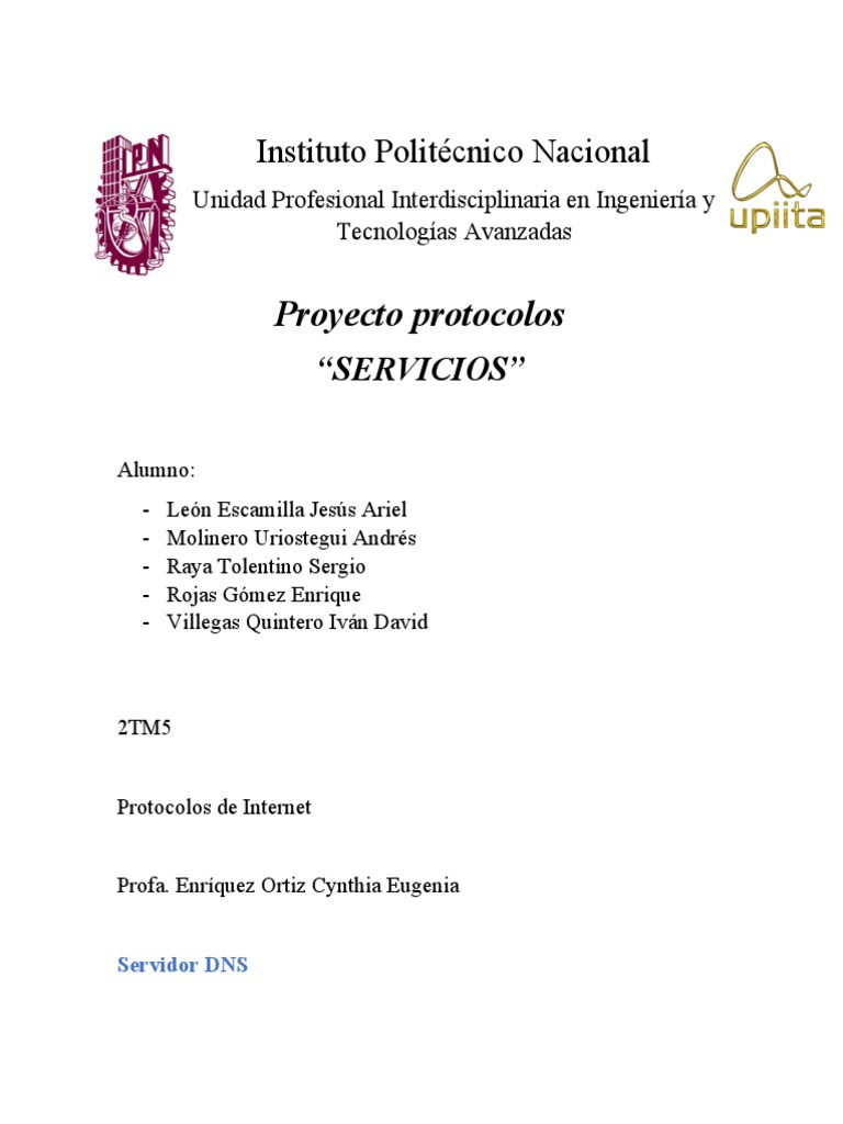 Proyecto Protocolos: Instituto Politécnico Nacional | PDF | Internet Protocol Based Network ...