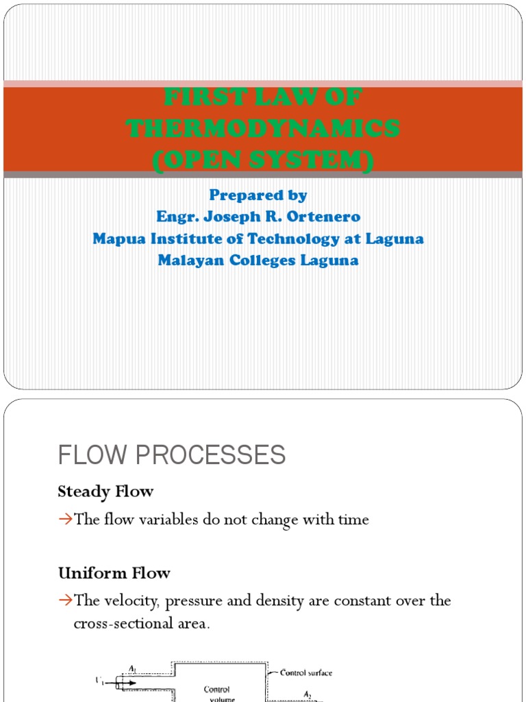 First LAw of Thermodynamics - Open SYstem | PDF