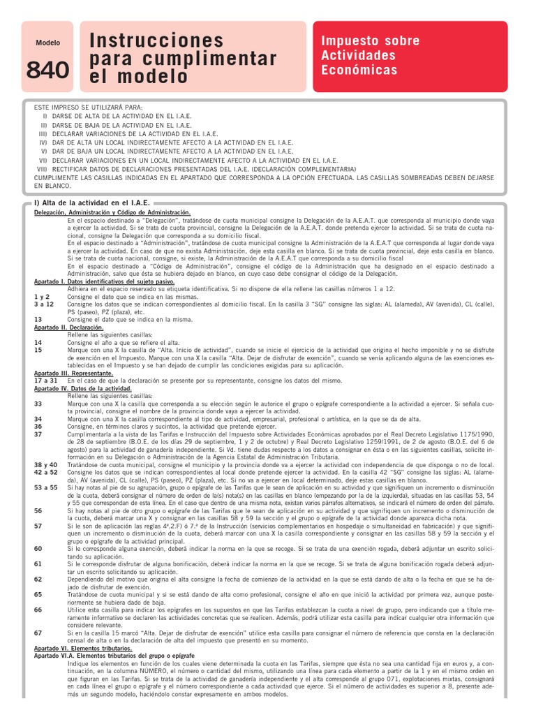 Instrucciones Modelo 840 PDF | PDF | Impuestos | Gobierno