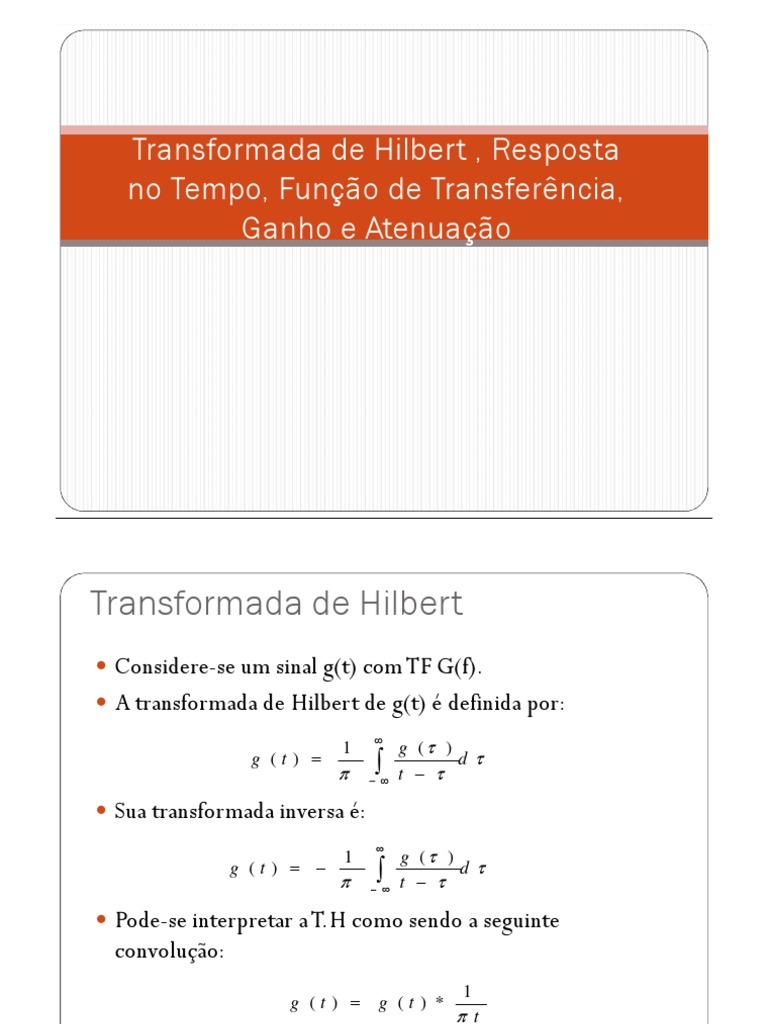 Transformada de Hilbert - Resposta No Tempo - Funcao de Transferencia - Ganho e Atenuacao | PDF ...