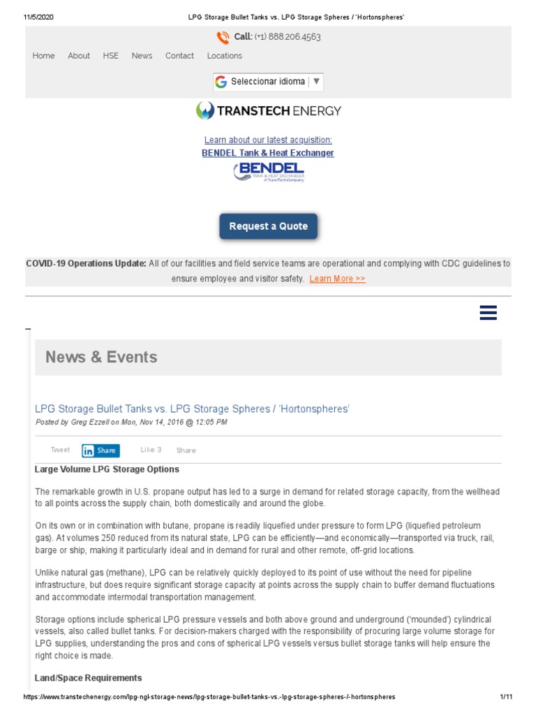 LPG Storage Bullet Tanks vs. LPG Storage Spheres | PDF | Liquefied ...