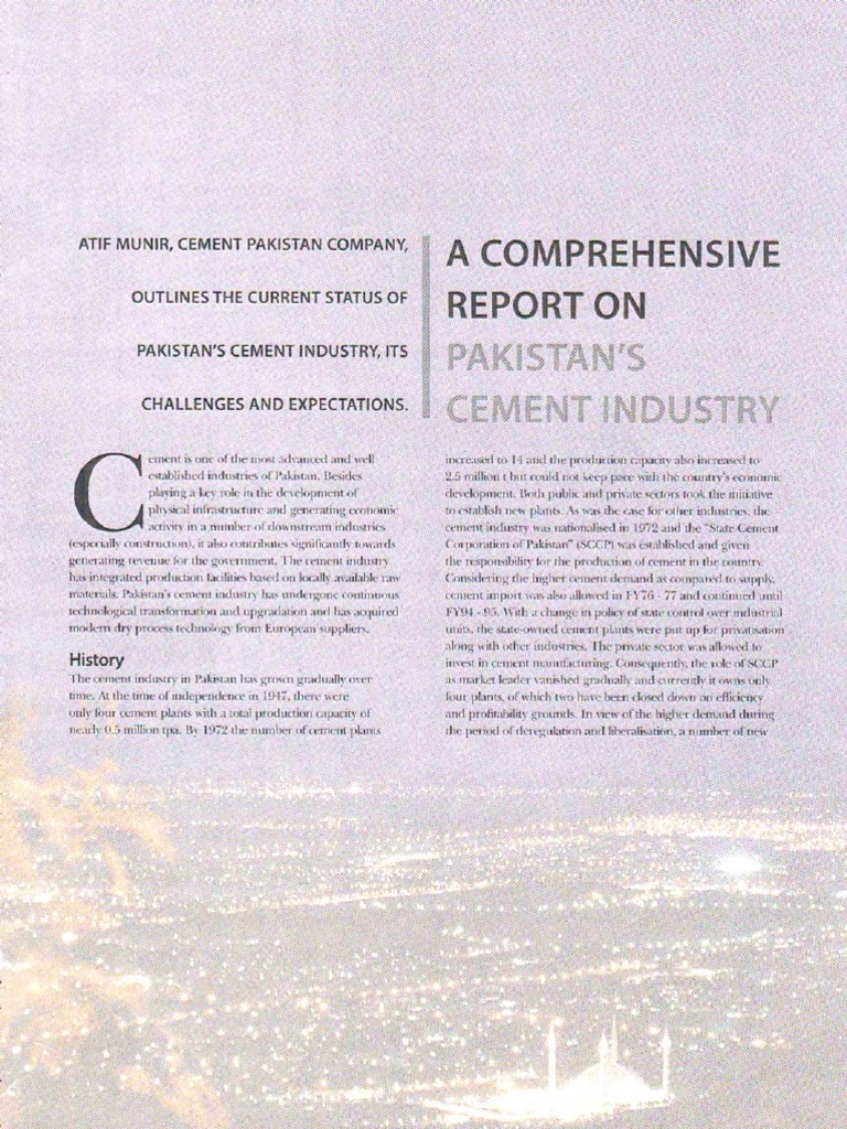 A Comprehensive Report On Pakistan's Cement Industry | PDF