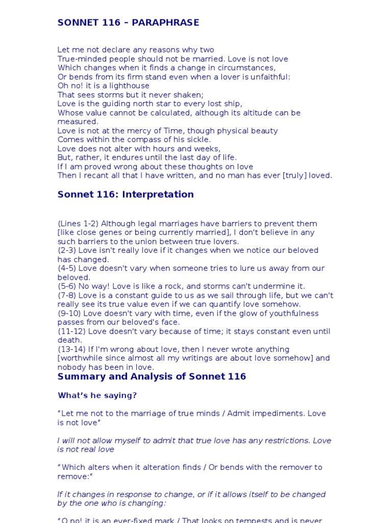 Sonnet 116 | PDF | Sonnets | Narrative Forms