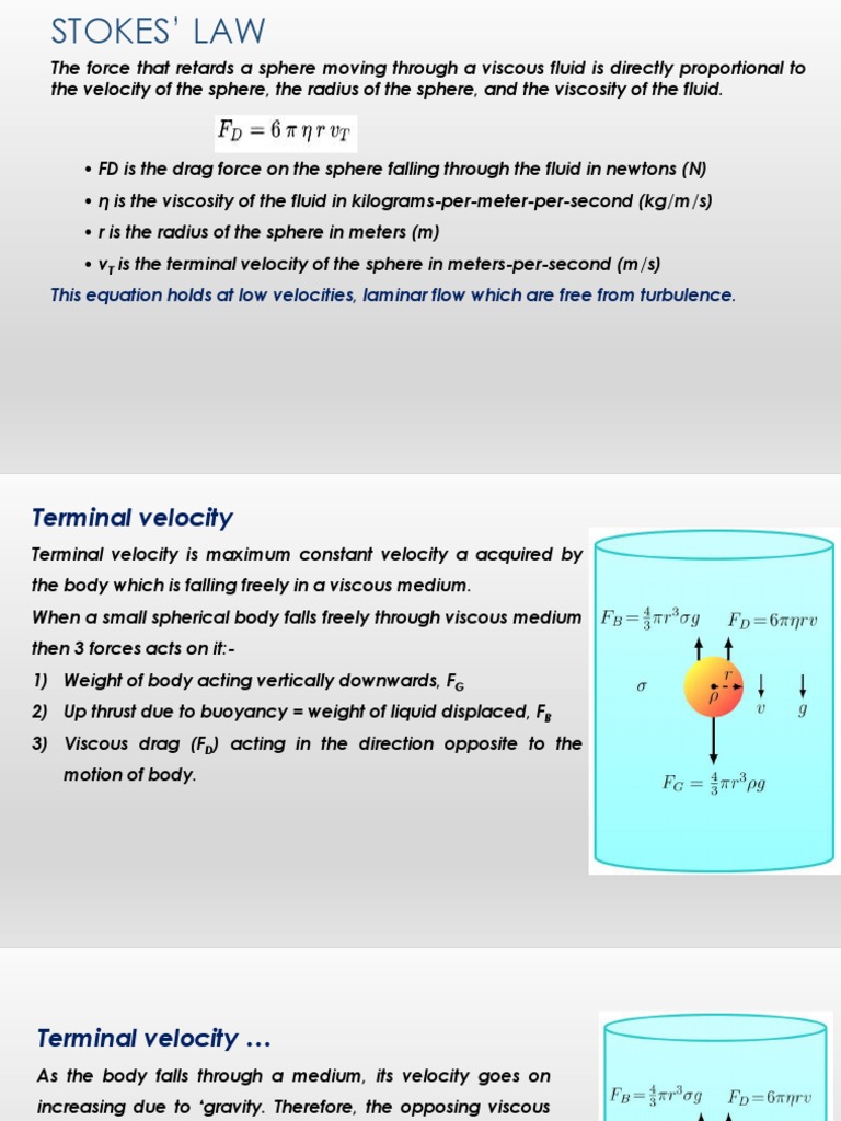 This Equation Holds at Low Velocities, Laminar Flow Which Are Free From ...
