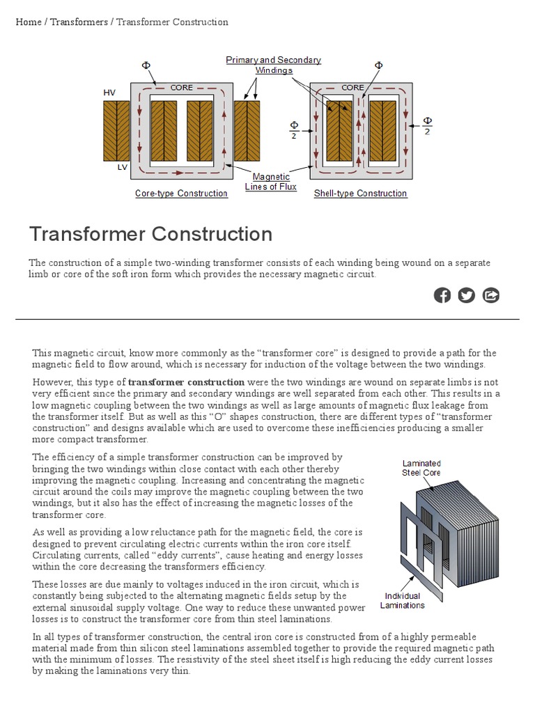 Transformer Construction and Transformer Core Design | PDF ...