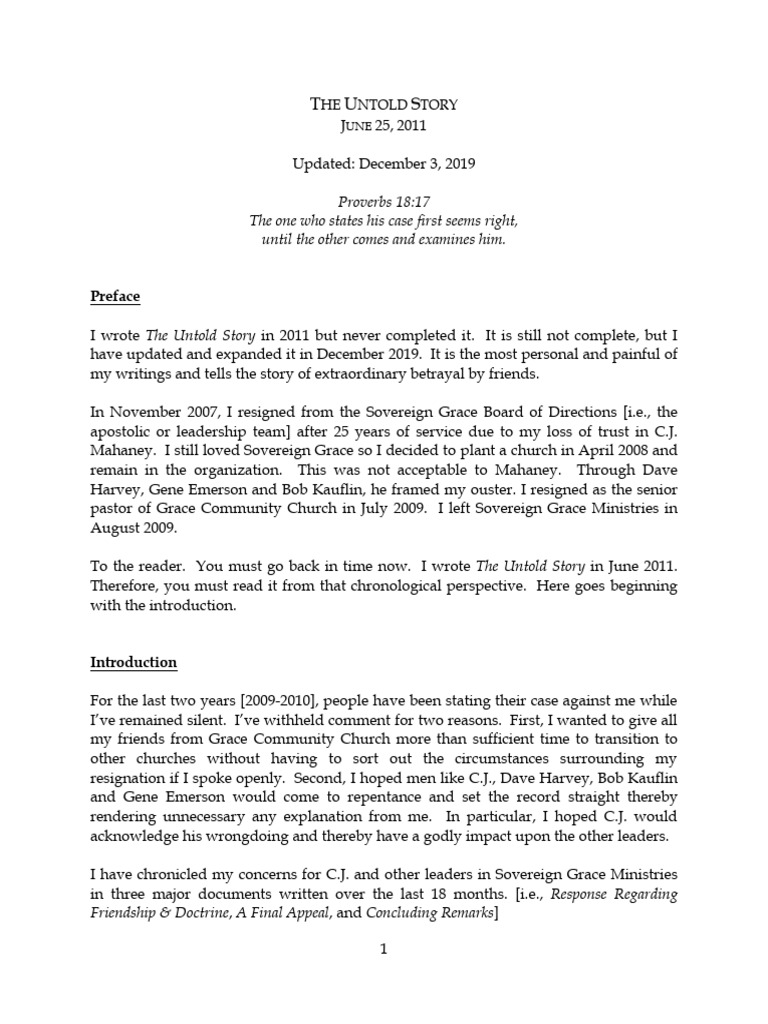 The Untold Story - Brent Detwiler's Ouster From Sovereign Grace | Forgiveness