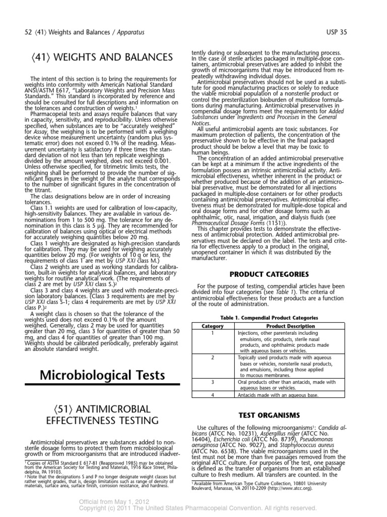 Usp 51 Antimicrobial Effectiveness Testing Pdf Colony Forming Unit Sterilization