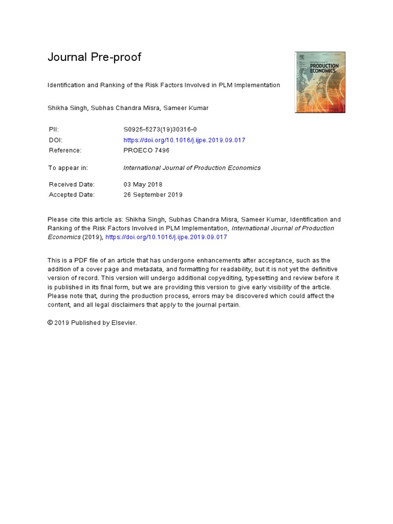 Journal Pre-Proof | PDF | Product Lifecycle | Risk