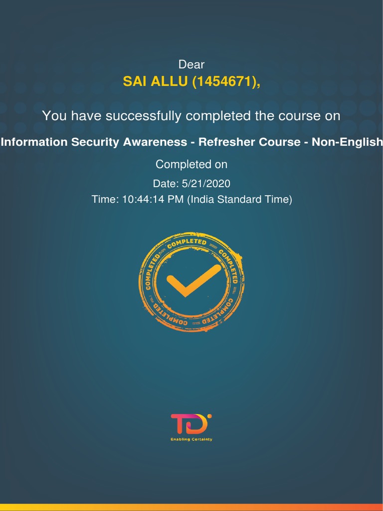 Information Security Awareness - Refresher Course - Non-English ...