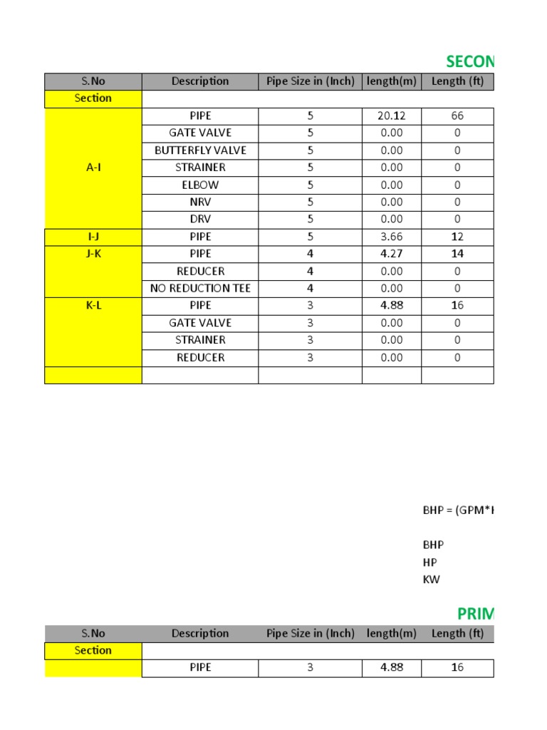 Primary & Secondary CHW Pump Head Cal | PDF | Horsepower | Hydraulics