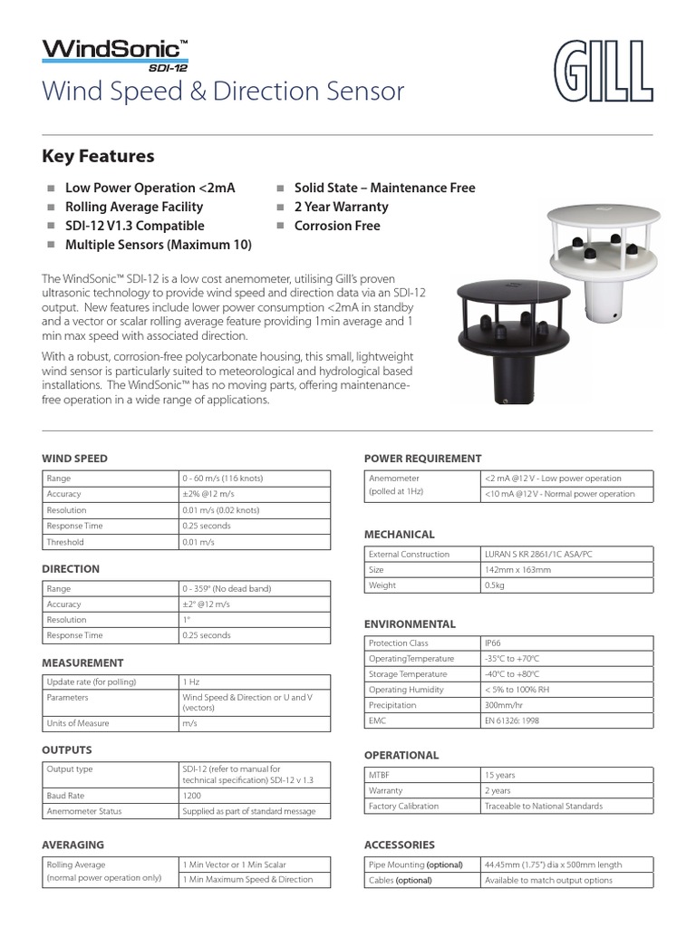 Windsonic-SDI-12 Iss6 | PDF | Wind Speed | Equipment