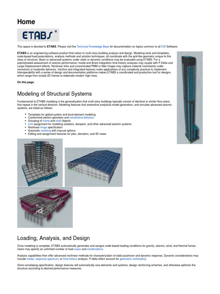 Modeling of Structural Systems: Technical Knowledge Base CSI | PDF ...