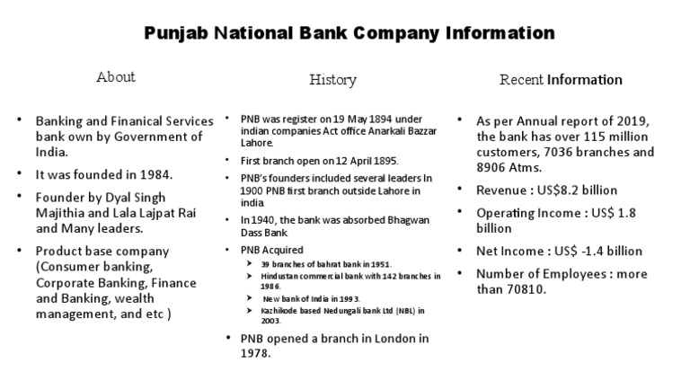 Punjab National Bank Company Information | PDF