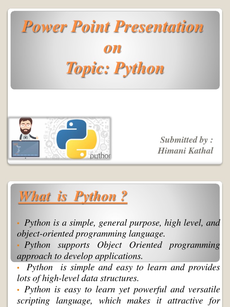 Power Point Presentation On Topic: Python: Submitted By: Himani Kathal | PDF | Python ...