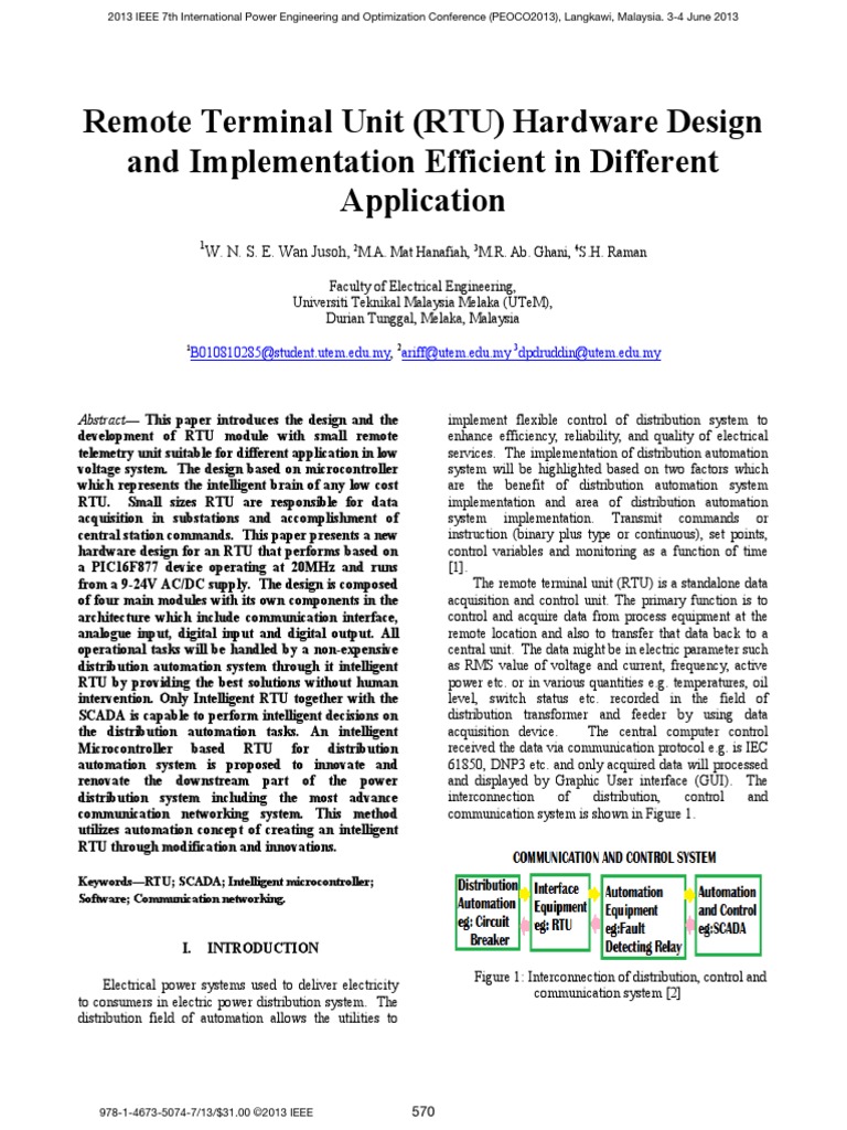 Remote Terminal Unit (RTU) Hardware Design PDF | PDF | Input/Output | Scada