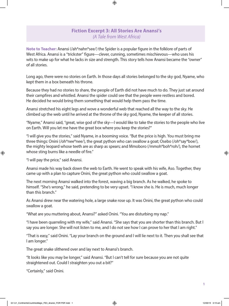 Anansi: The Owner of All Stories | PDF | Anansi