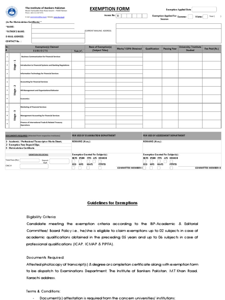 Exemption Application Form PDF | PDF | Banks | Economies