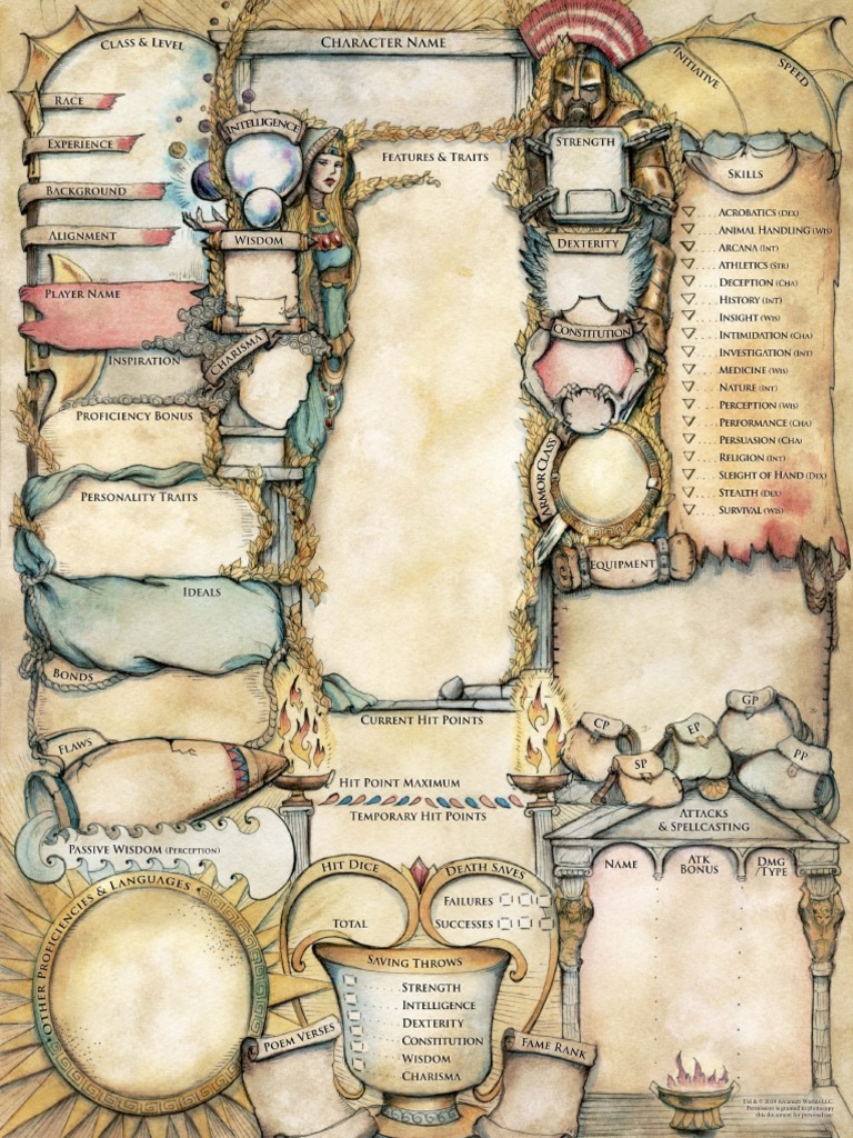 Odyssey of The Dragonlords - Character Sheets (Color) (v.0) (2019) | PDF
