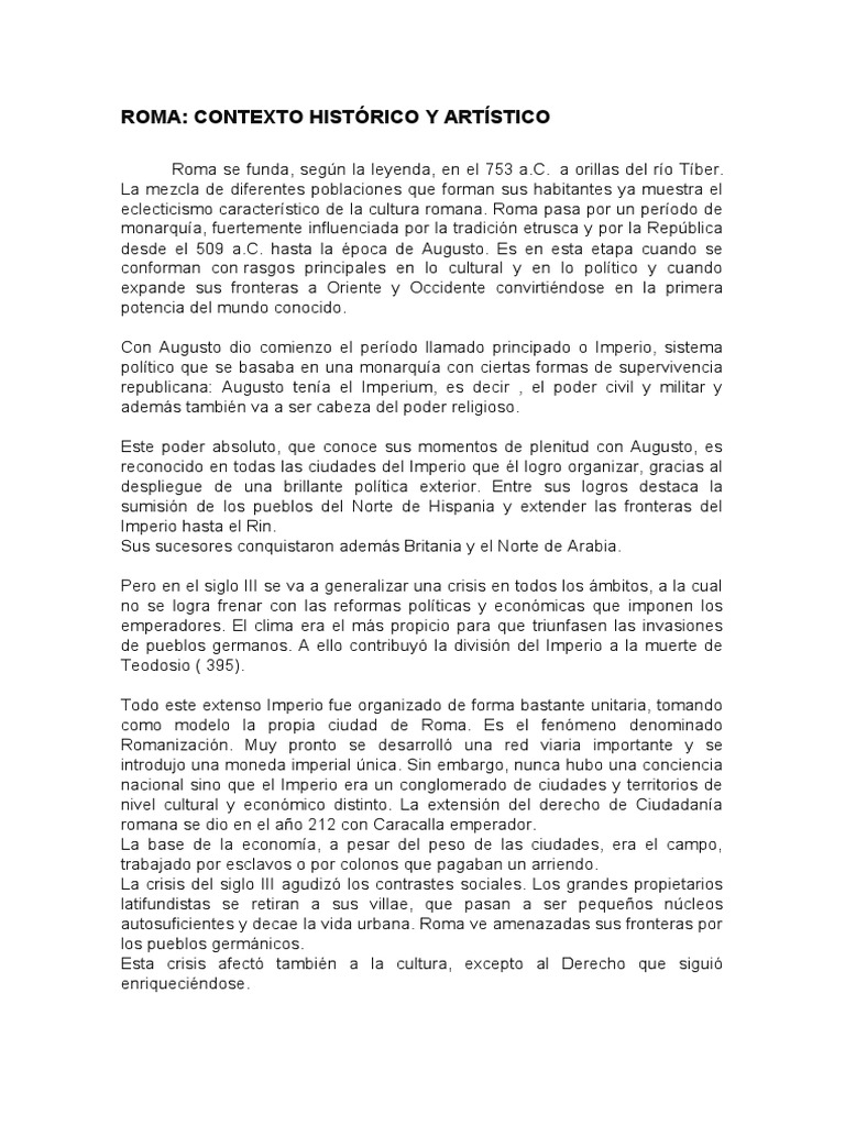 ROMA Contexto Historico | PDF | imperio Romano | Roma antigua