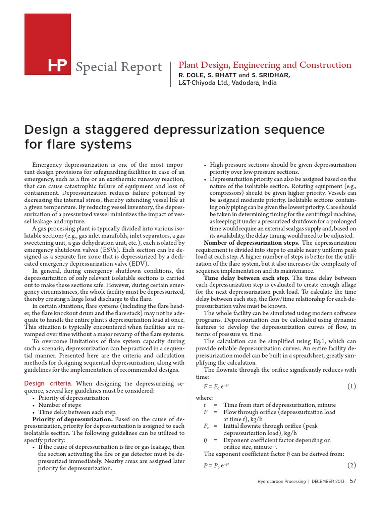 Special Report: Design A Staggered Depressurization Sequence For Flare ...