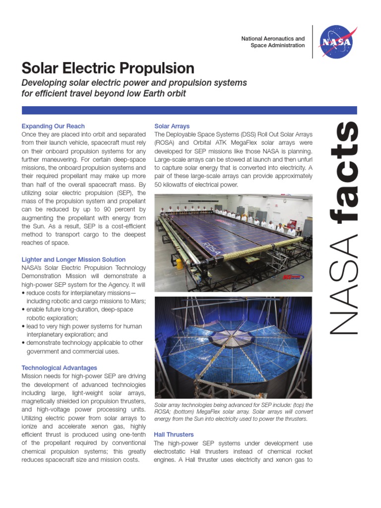 NASA Solar Electric Propulsion Overview | PDF | Spacecraft Propulsion ...