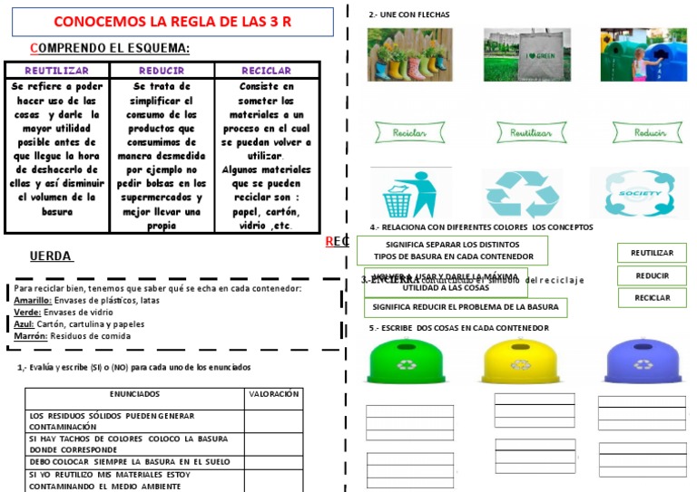 Ficha 11 La Regla de Las 3 R | PDF | Reciclaje | Residuos