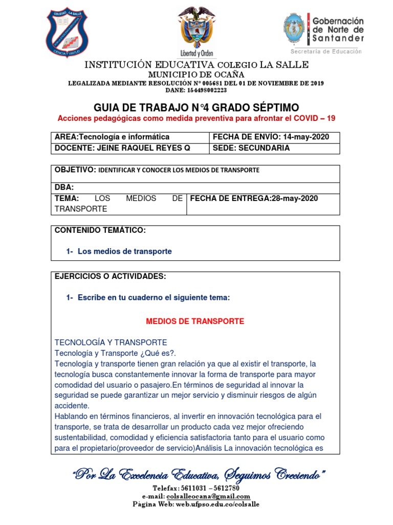 Guia 4 Medios de Transporte PDF | PDF | Transporte | Américas