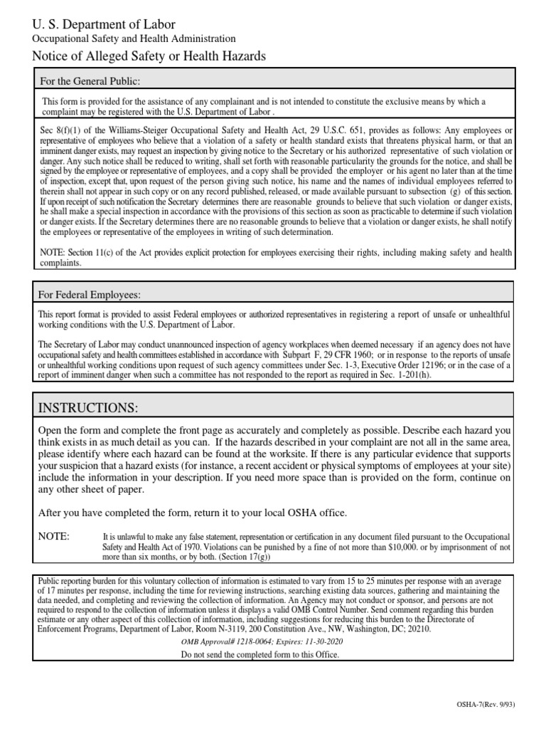 OSHA complaint regarding Oakdale Federal Correctional Complex ...