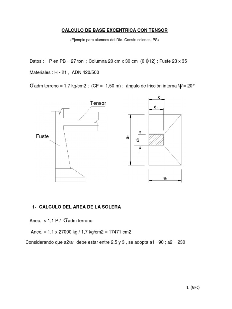 Cálculo Base Excéntrica Con Tensor | PDF | Naturaleza