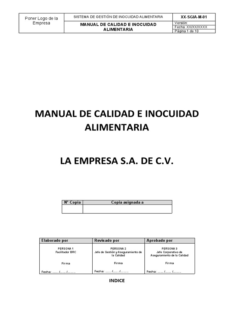 Manual BRC | PDF | Análisis de Riesgo y Puntos Críticos de Control ...