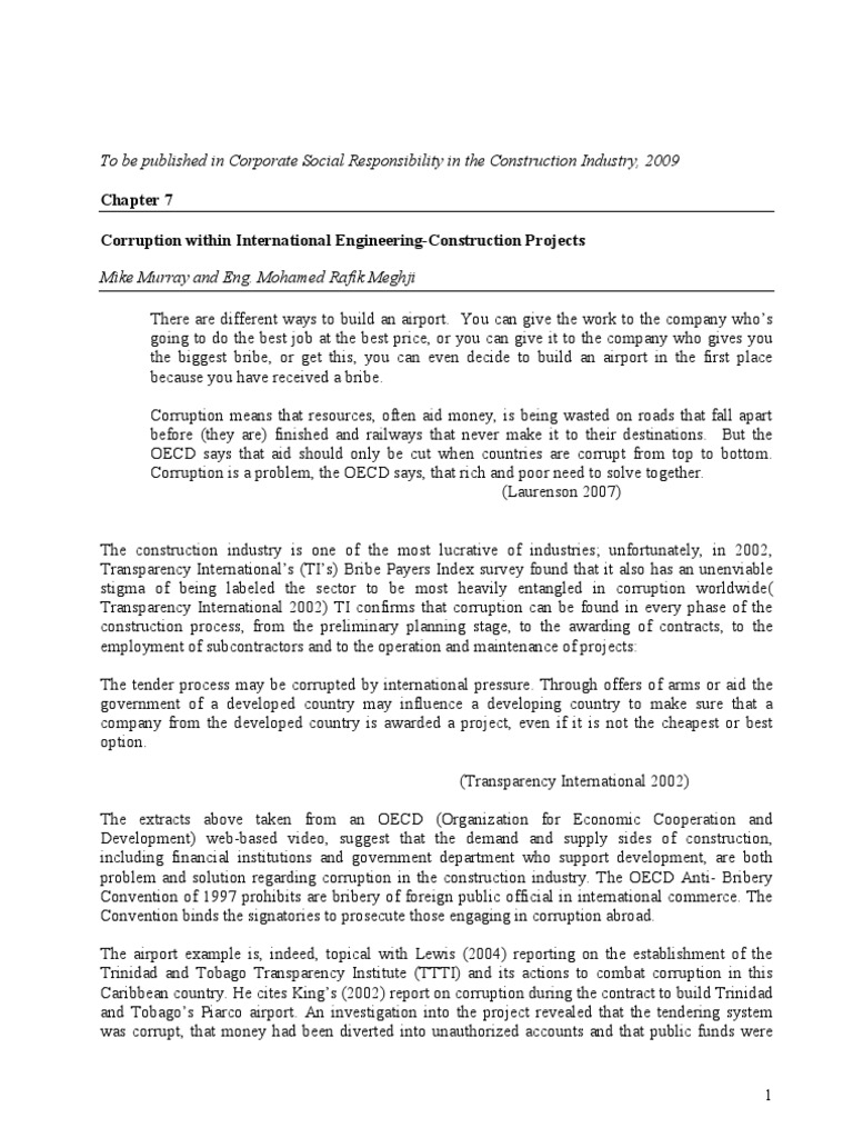 Corruption Within International Engineering-Construction Projects | PDF ...