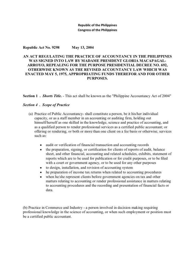 Republic of The Philippines | PDF | Certified Public Accountant | Licensure