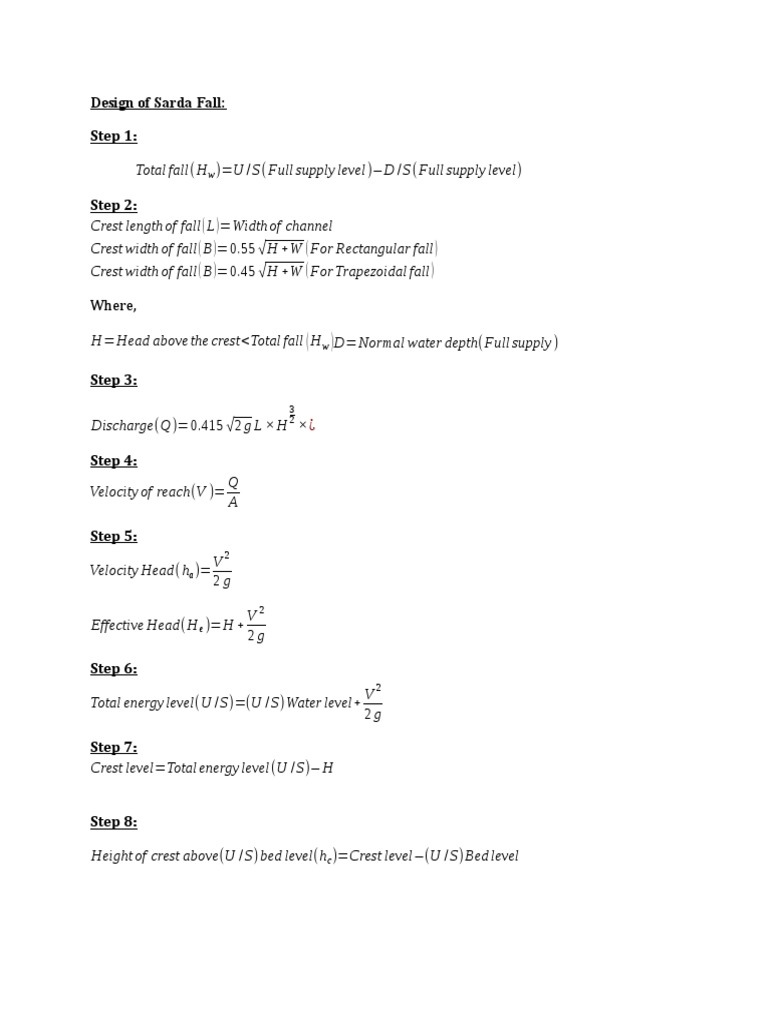 Design of Sarda Fall | PDF | Length | Continuum Mechanics