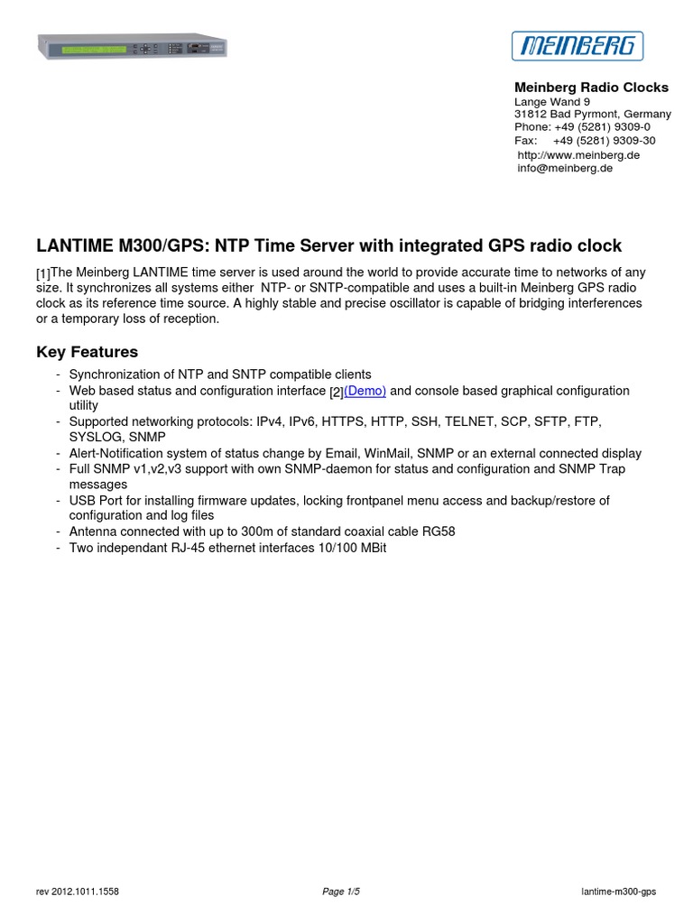 LANTIME M300/GPS: NTP Time Server With Integrated GPS Radio Clock | PDF ...