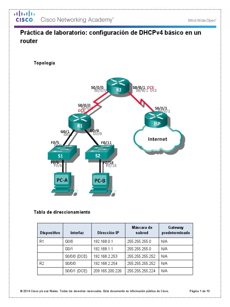 10.1.2.4 Configuring Basic DHCPv4 On A Router | PDF | Dirección IP | Enrutador (Computación)